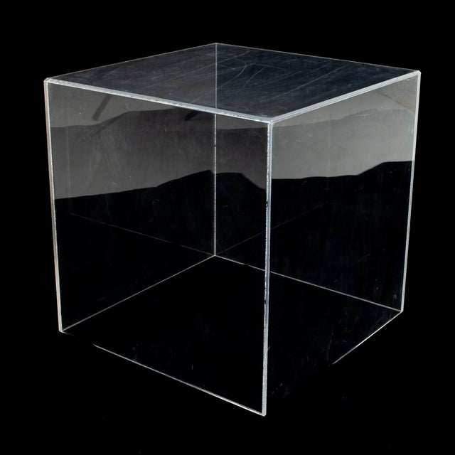 Mid Century Clear Acrylic Cube Side Table | Chairish