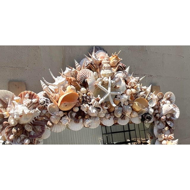 Vintage Coastal Monumental Handmade Shell Wall Mirror | Chairish