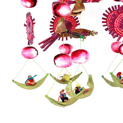 Bohemian Pink Hanging Mobile | Chairish