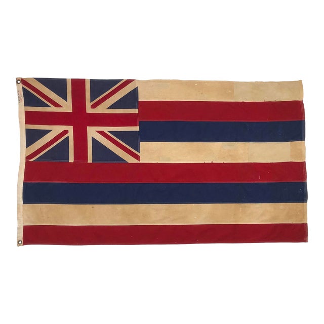 Vintage Distressed Cotton State Flag of Hawaii | Chairish