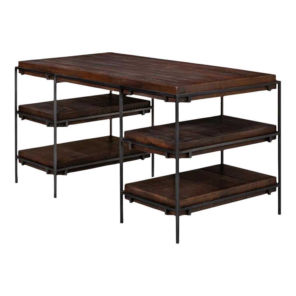 Industrial Iron and Wood Writing Desk | Chairish