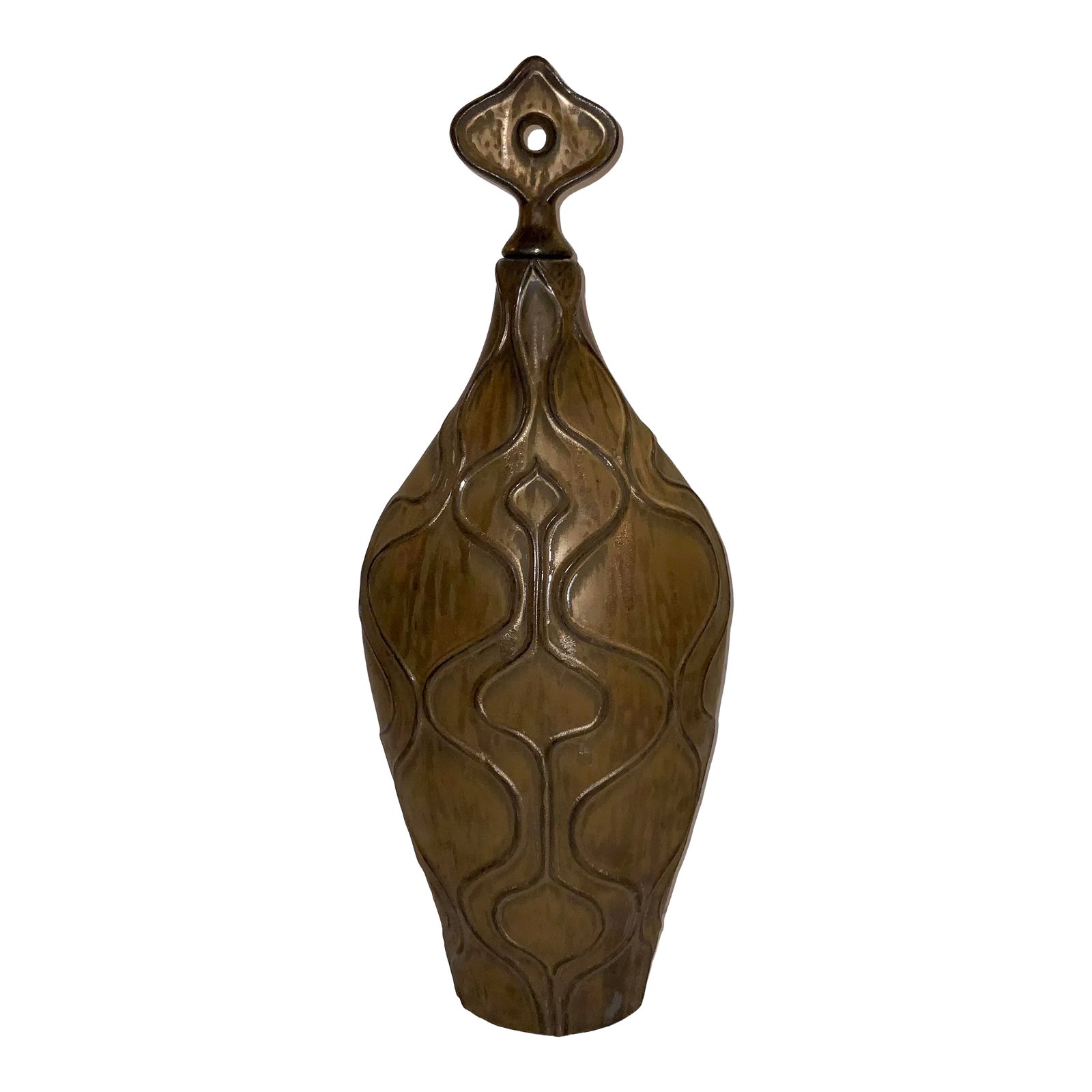Global Views Moroccan Style Bronze Glazed Ogee Pottery Jar | Chairish