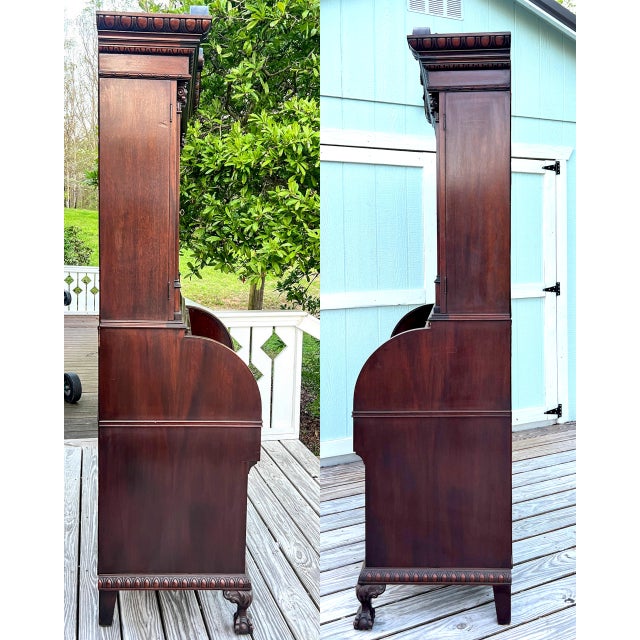 Antique Mahogany Cylinder Roll Banded Secretary With Birdseye Maple ...