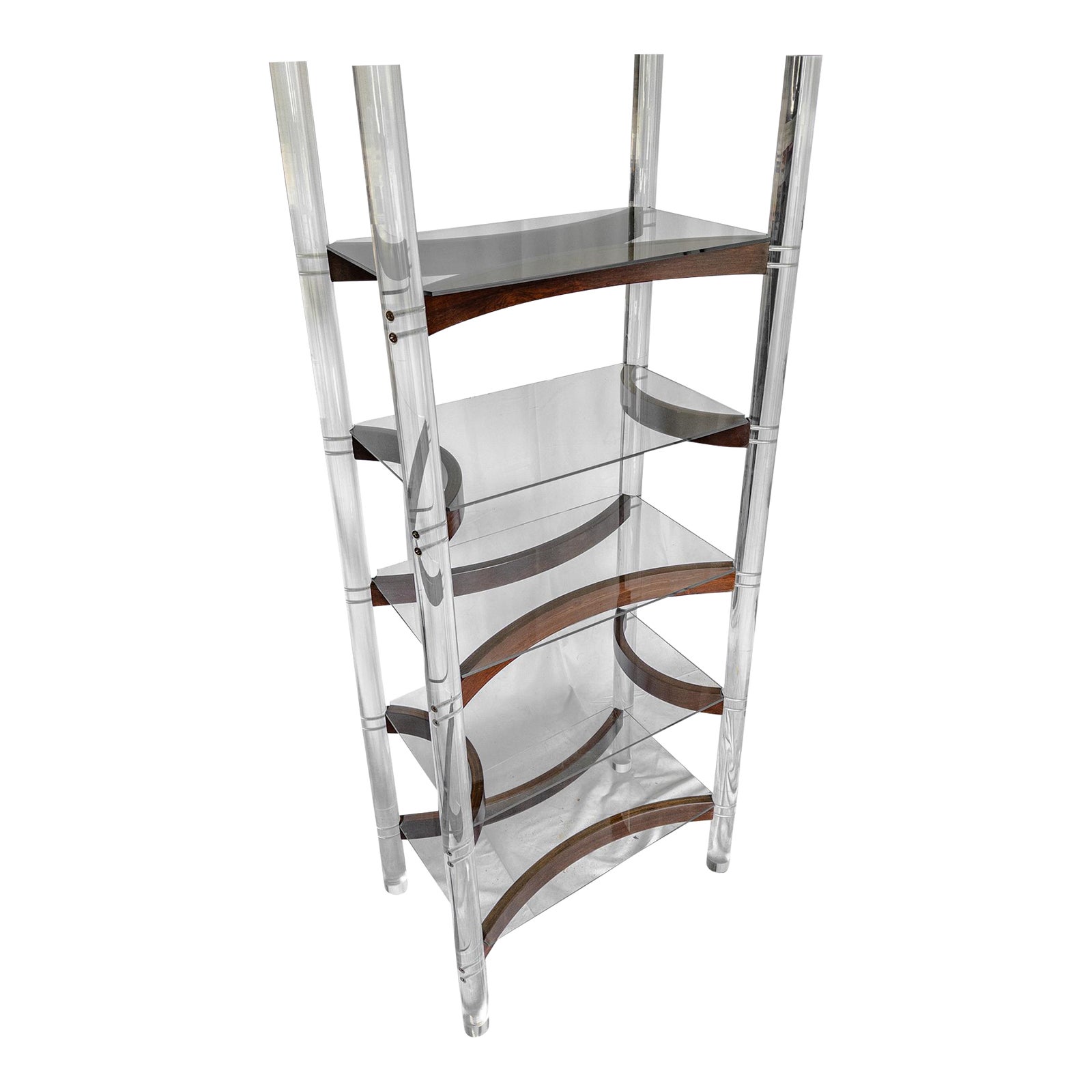 Vintage Lucite and Glass 5 Tier Display Shelf | Chairish