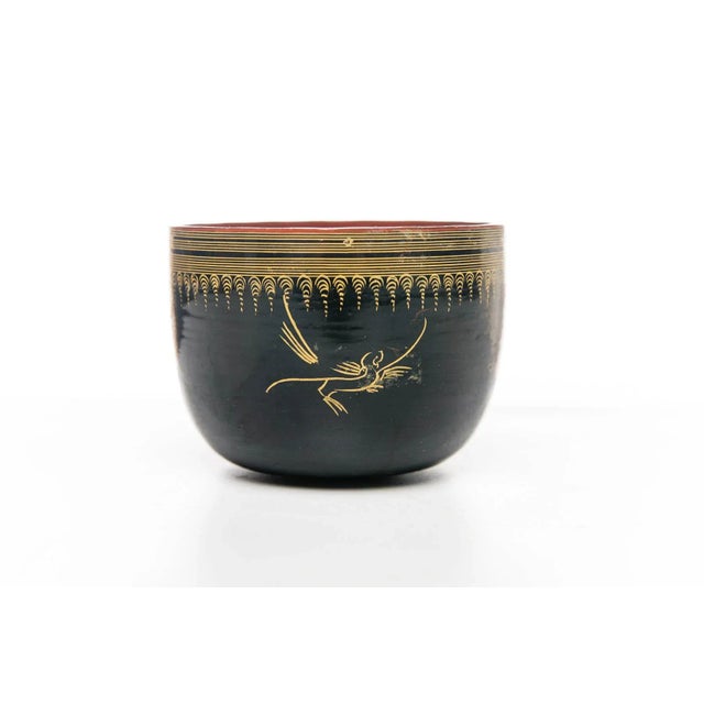20th Century Vintage Collector-Grade Burmese Parrot Lacquerware Cup ...