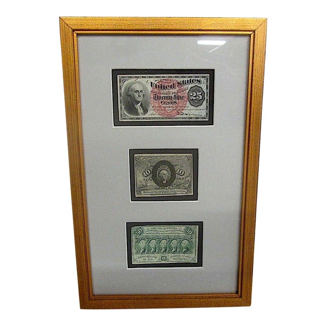 Antique Framed Currency Notes | Chairish