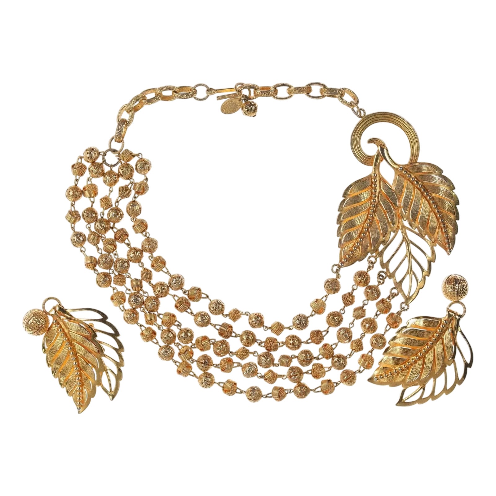 c1990 French Philippe Ferrandis Paris gold-tone runway necklace and ...