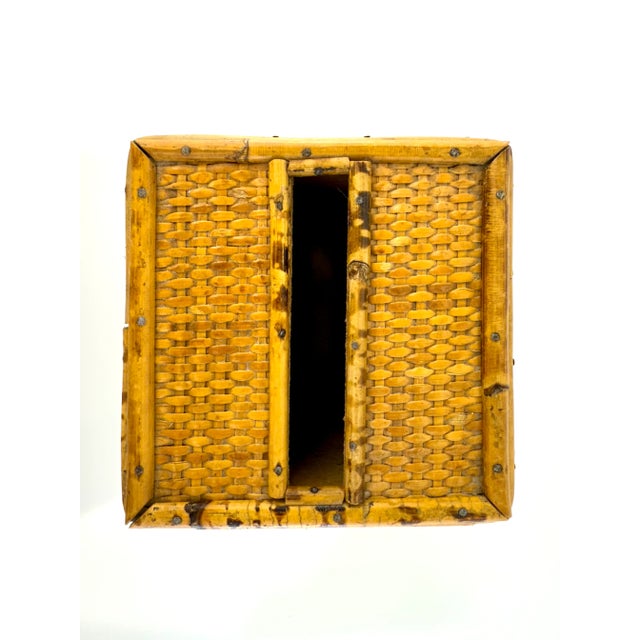 Vintage Mid-Century Burnt Tortoise Bamboo Tissue Box | Chairish