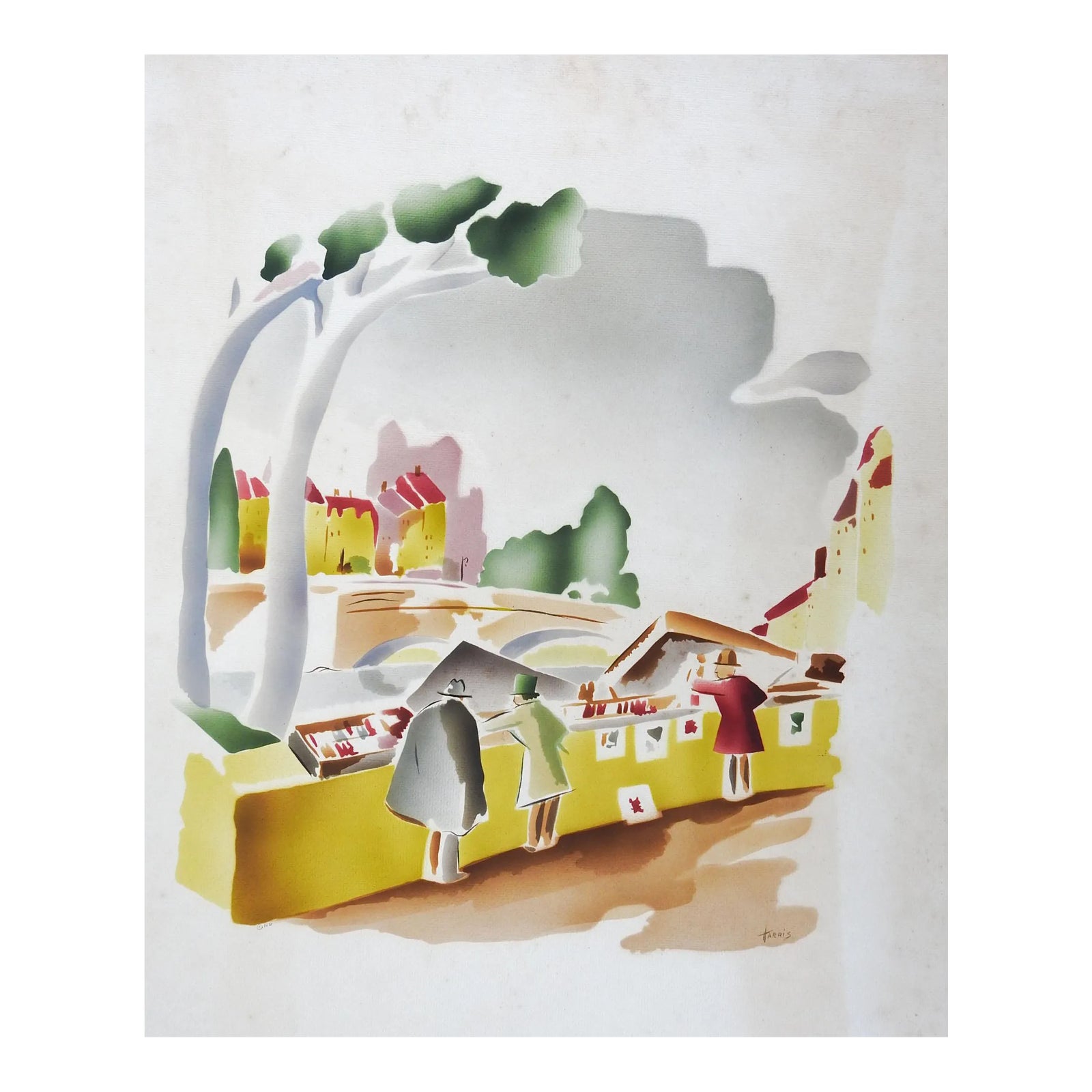 Benjamin Jorj Harris Airbrush Watercolor Artist Street Market | Chairish