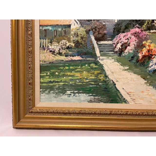 Quaint Village Landscape Original Oil Painting on Canvas Signed by Ming Feng, Framed | Chairish