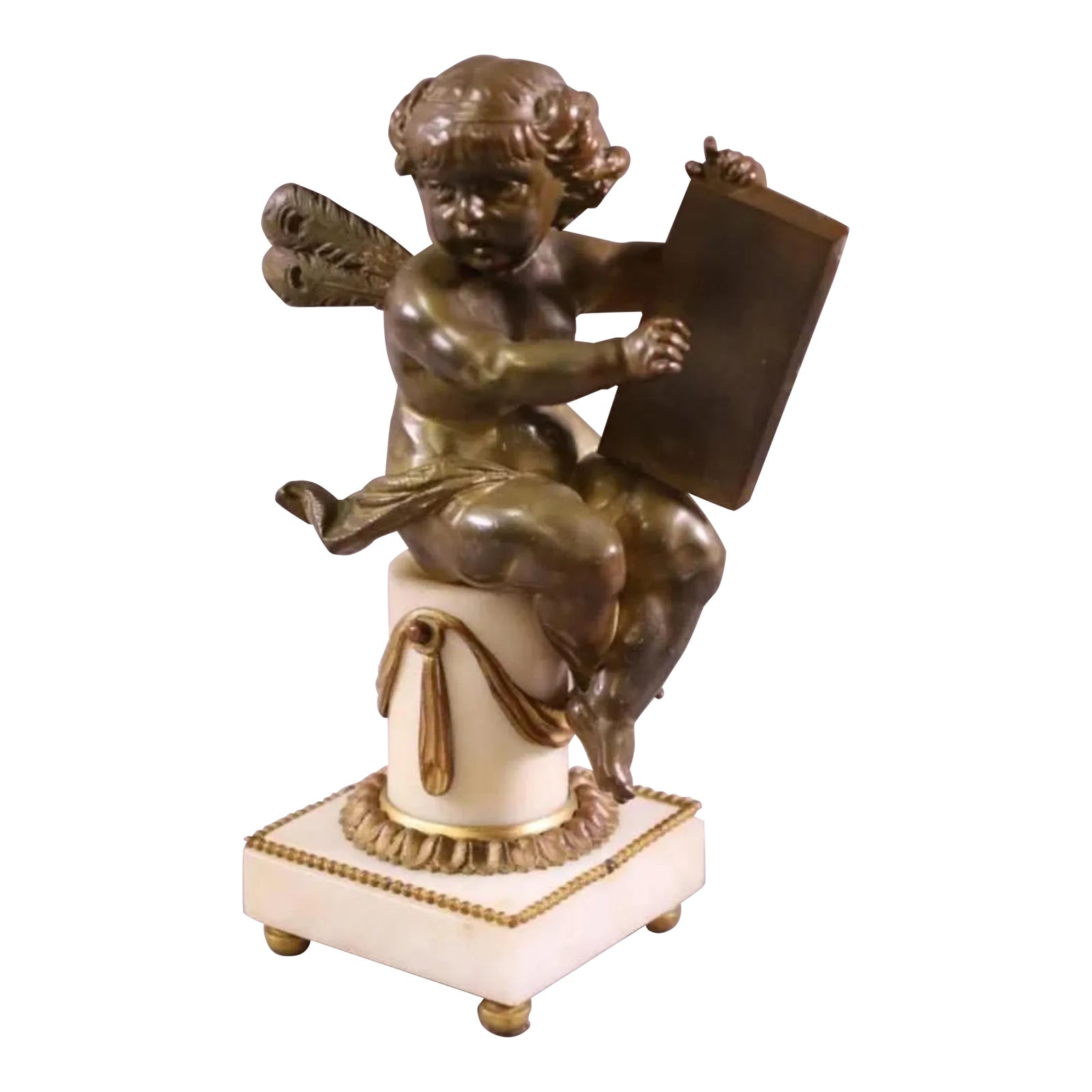 Antique Early 19c Bronze Cupid Angel Sculpture | Chairish
