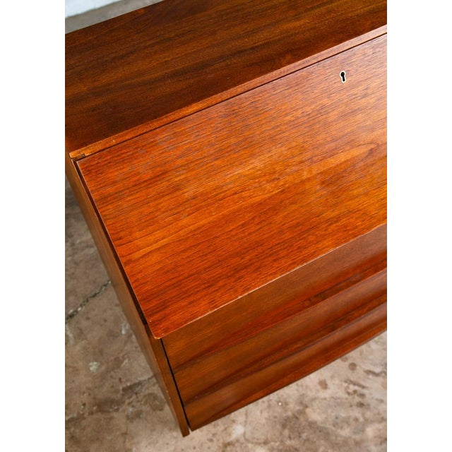 1960s Mid Century Danish Modern Walnut Drop Surface Office 3 Drawer ...