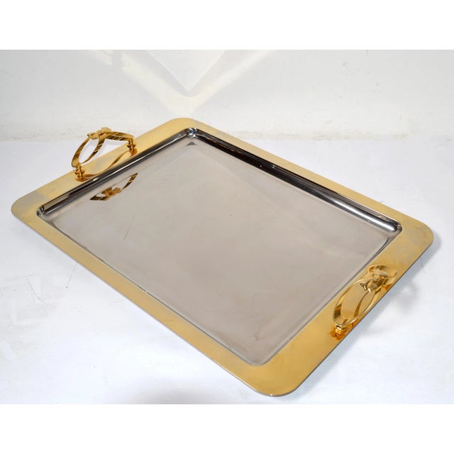 1980s Italian Art Deco Style Inox 18/10 Stainless Steel Serving Tray ...
