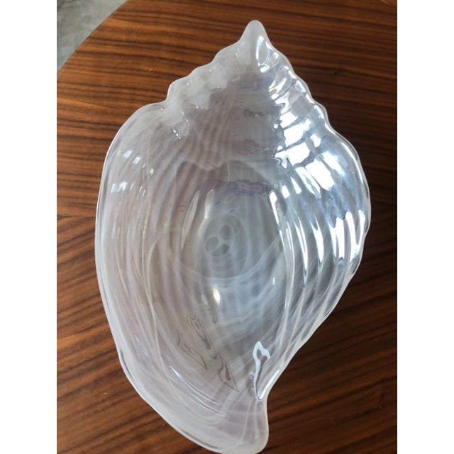 Vintage Opaline Spun Glass Seashell Dish | Chairish