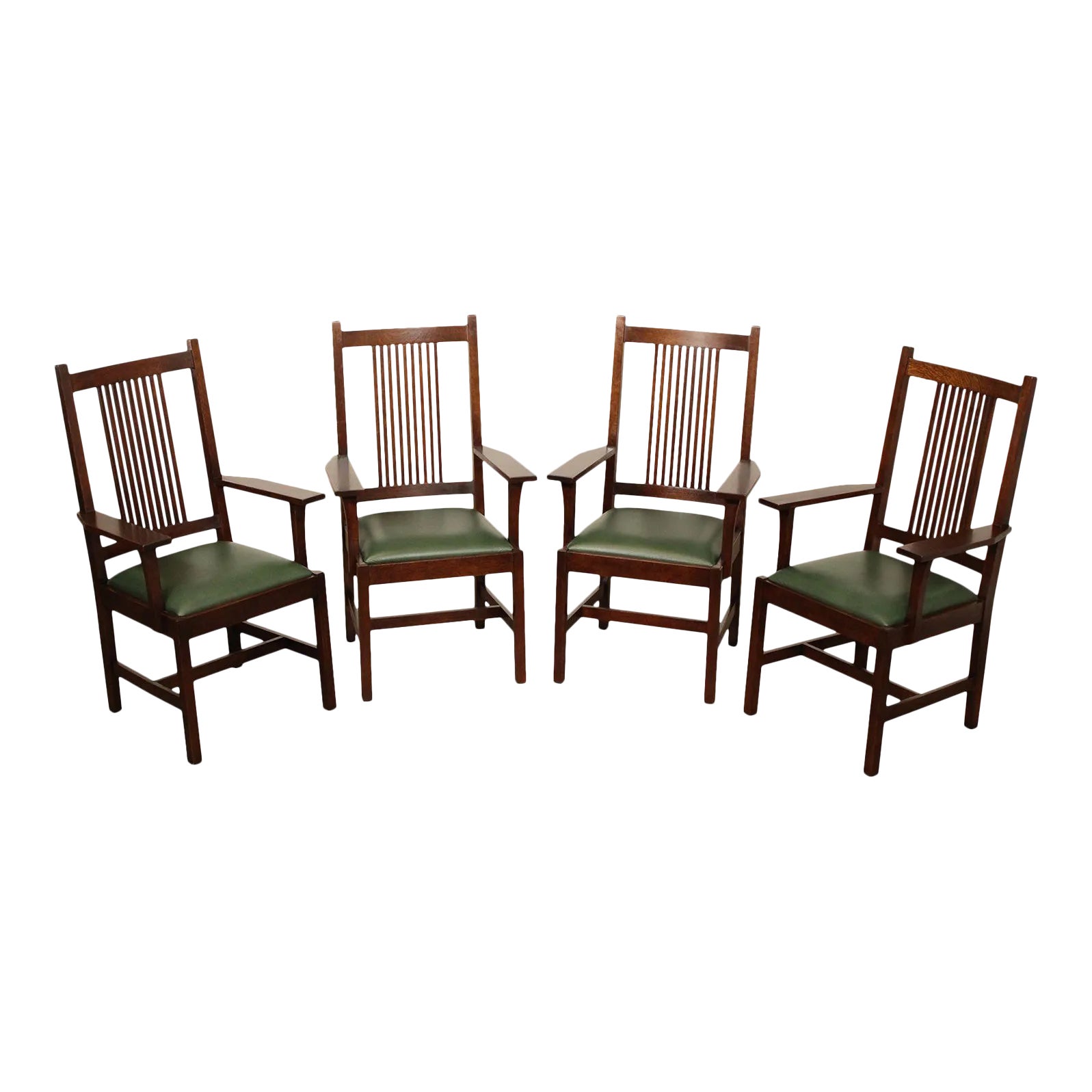Stickley Mission Collection Set of Four Oak Spindle Dining Chairs ...