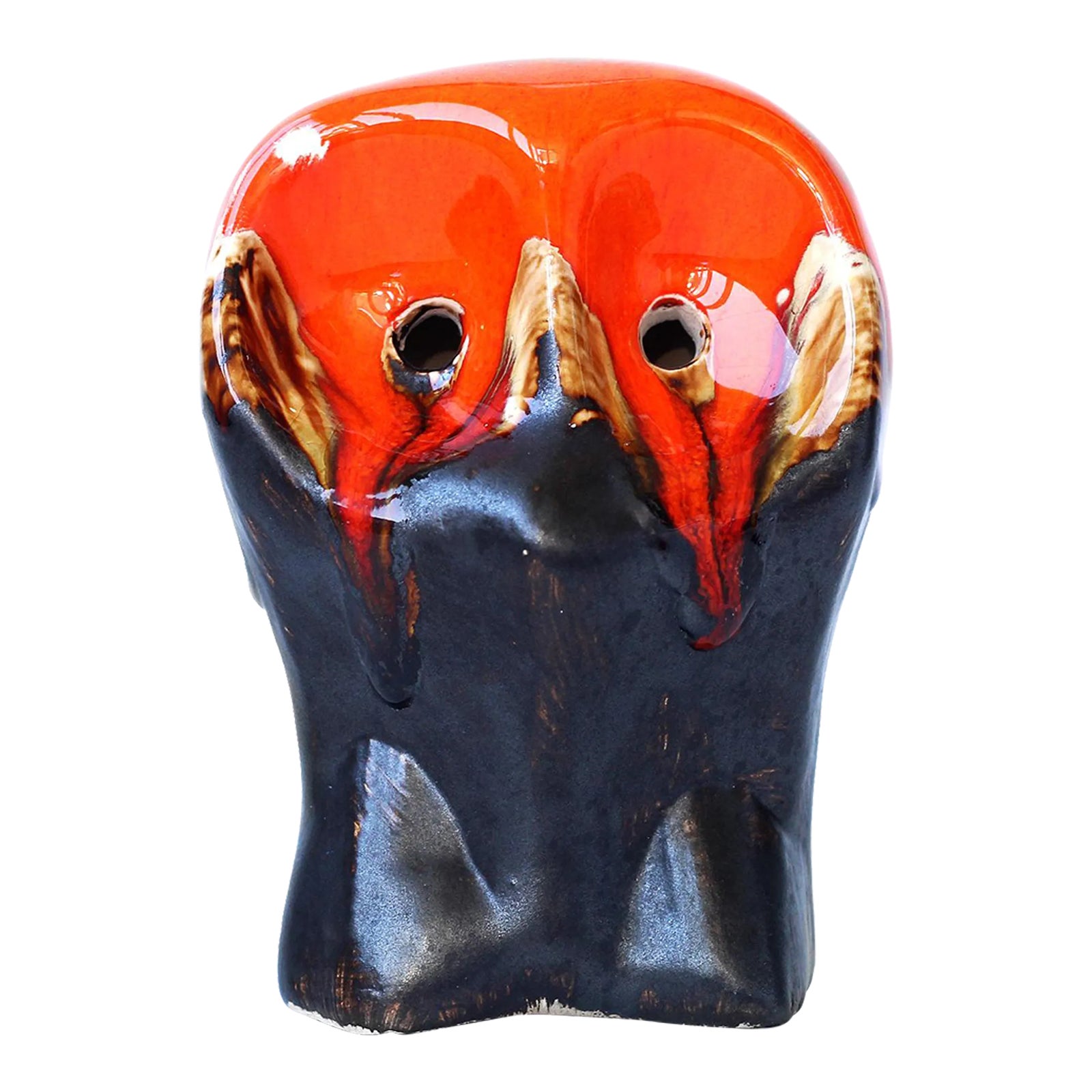 Vintage Eric Leaper Studio Hot Lava Ceramic Owl Figurine | Chairish