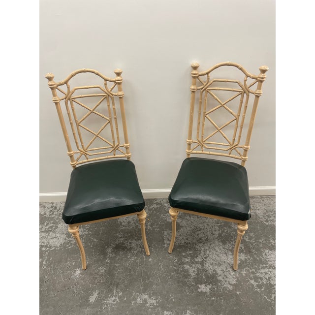 Vintage Chinese Chippendale Kessler Industries Faux Bamboo Patio Chairs ...