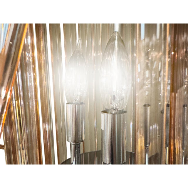 Mid Century Style Currey and Co. Pink Glass Swizzle Stick Chandelier ...