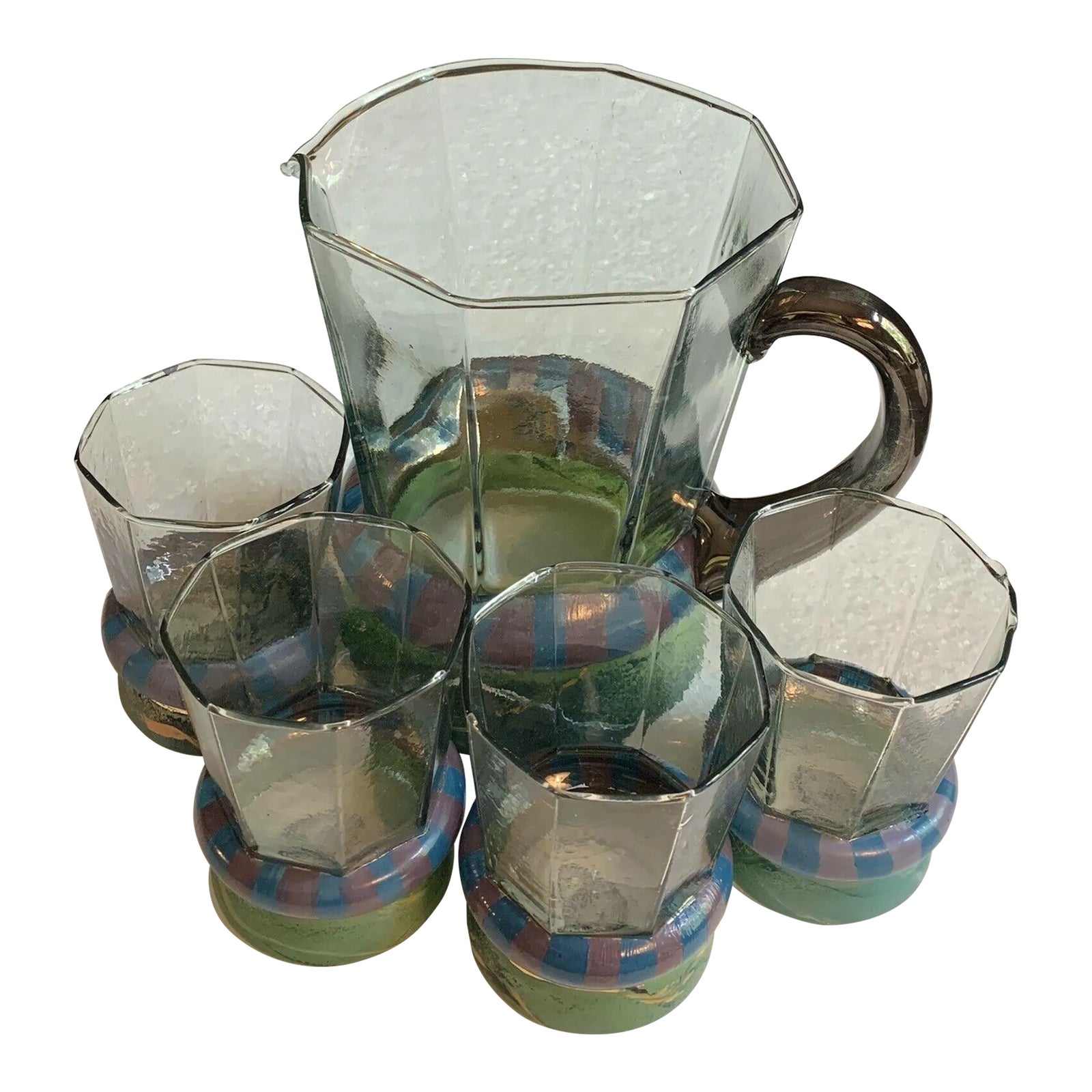 Mackenzie-Childs Star Trek Pitcher and Set of 4 Glasses | Chairish