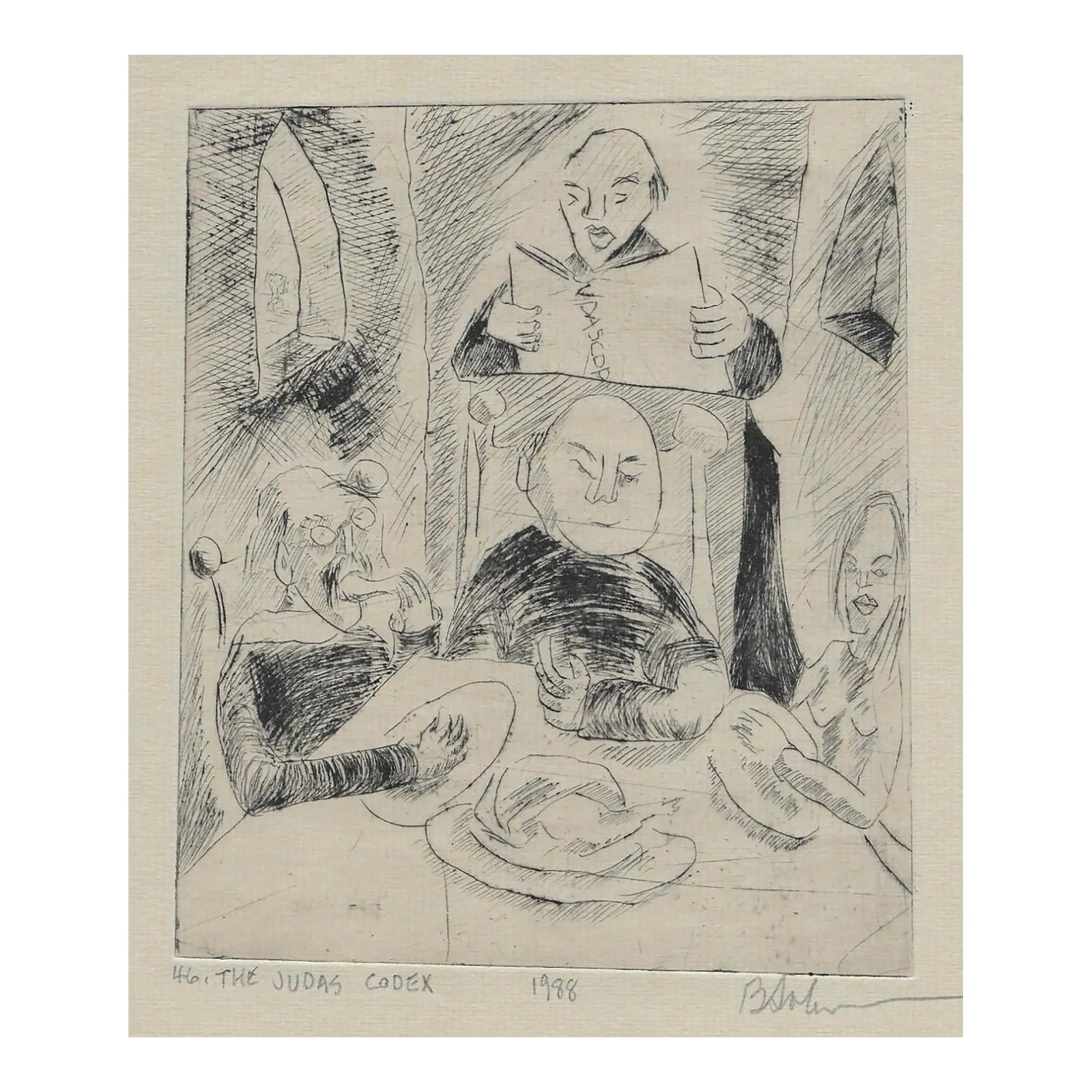 1988 Judas Codex Figural Etching | Chairish