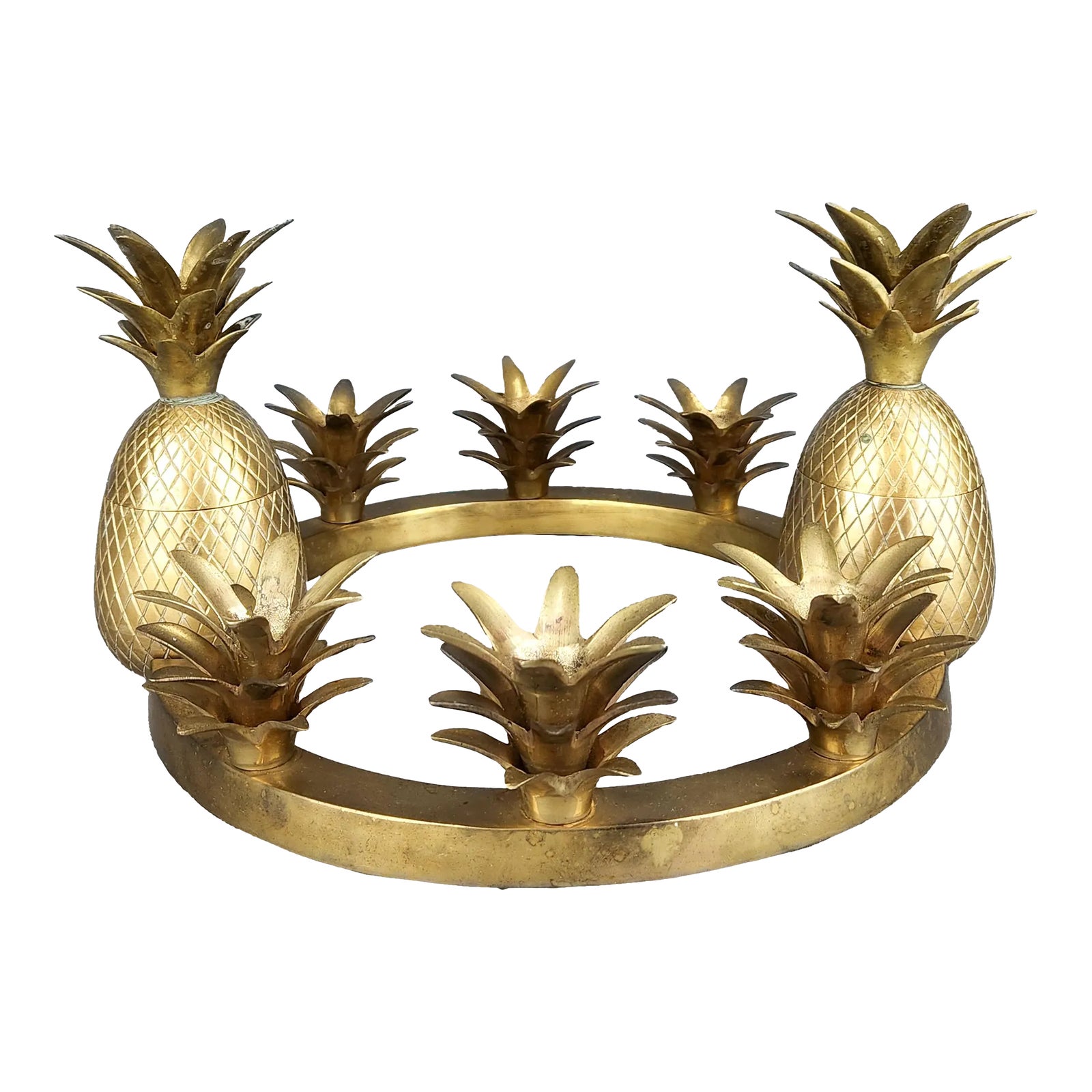 Vintage Brass Pineapple Candle Holder Centerpiece | Chairish