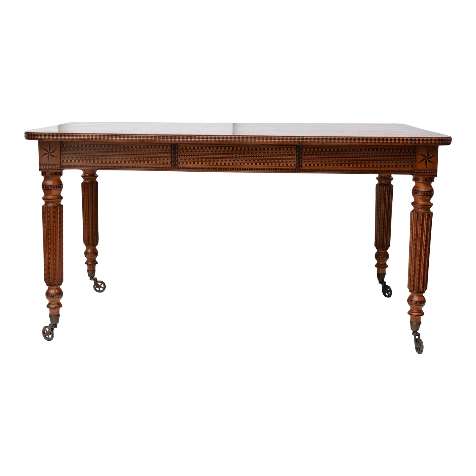 Elaborately Inlaid French Games Table, French Circa 1875 | Chairish