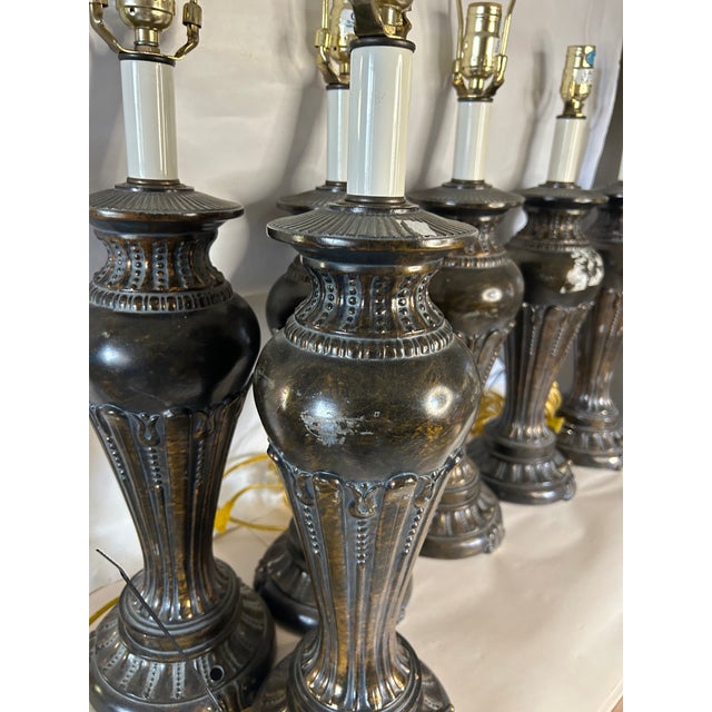 Vintage Lot of 6 Michael Berman Brass Urn Table Lamps | Chairish