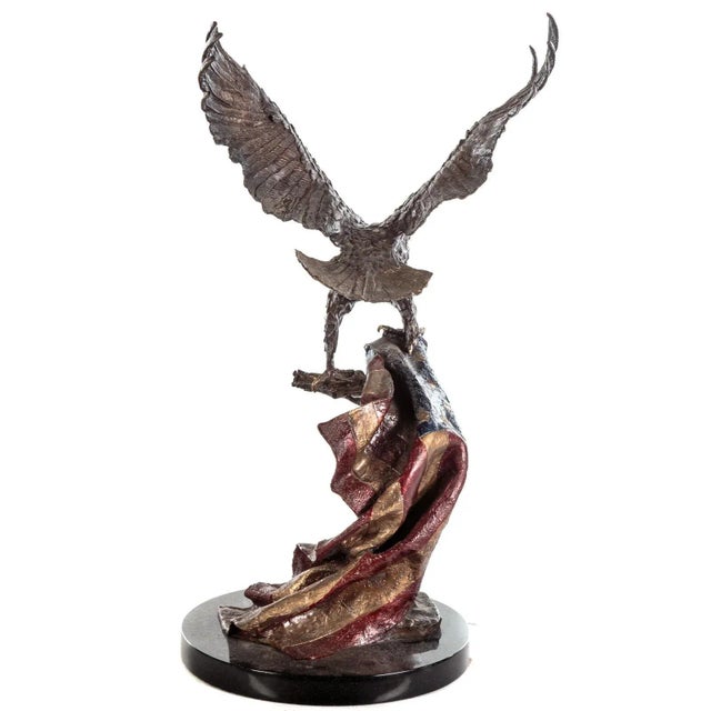 Eagle and Flag Bronze Sculpture by Lorenzo E. Ghiglieri, Limited ...