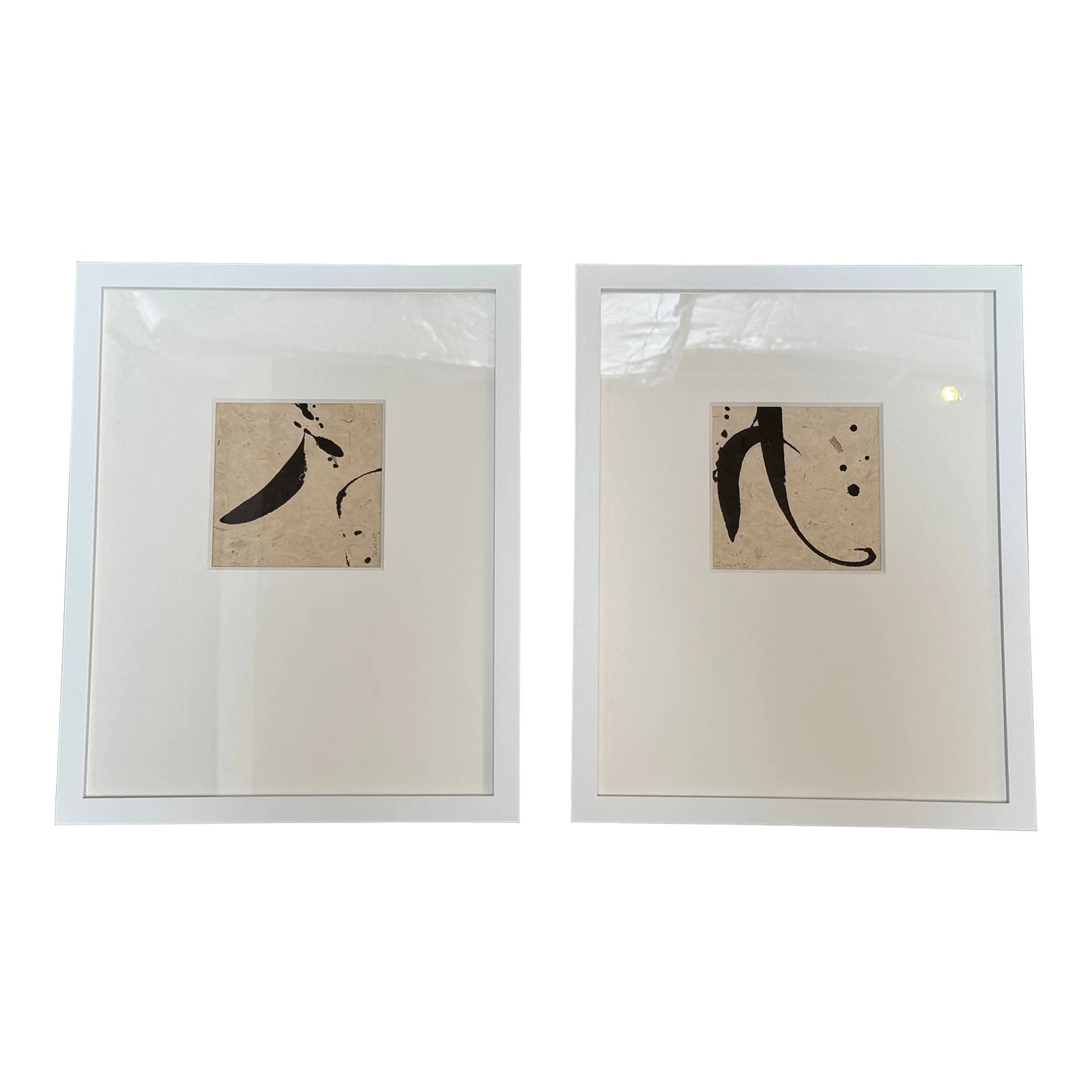 Isabel Wyatt Ink Splash on Rice Paper, Original Diptych Paintings ...