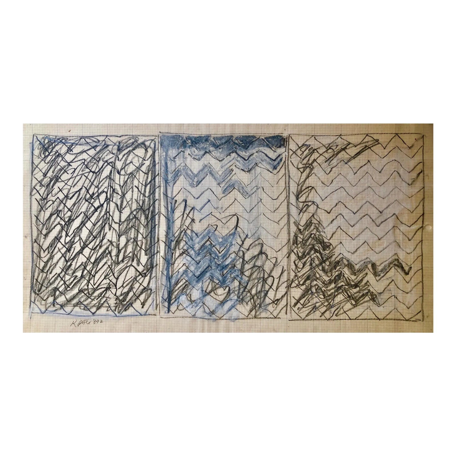 Katherine Porter, Abstract Expressionist Pencil Drawing Watercolor ...