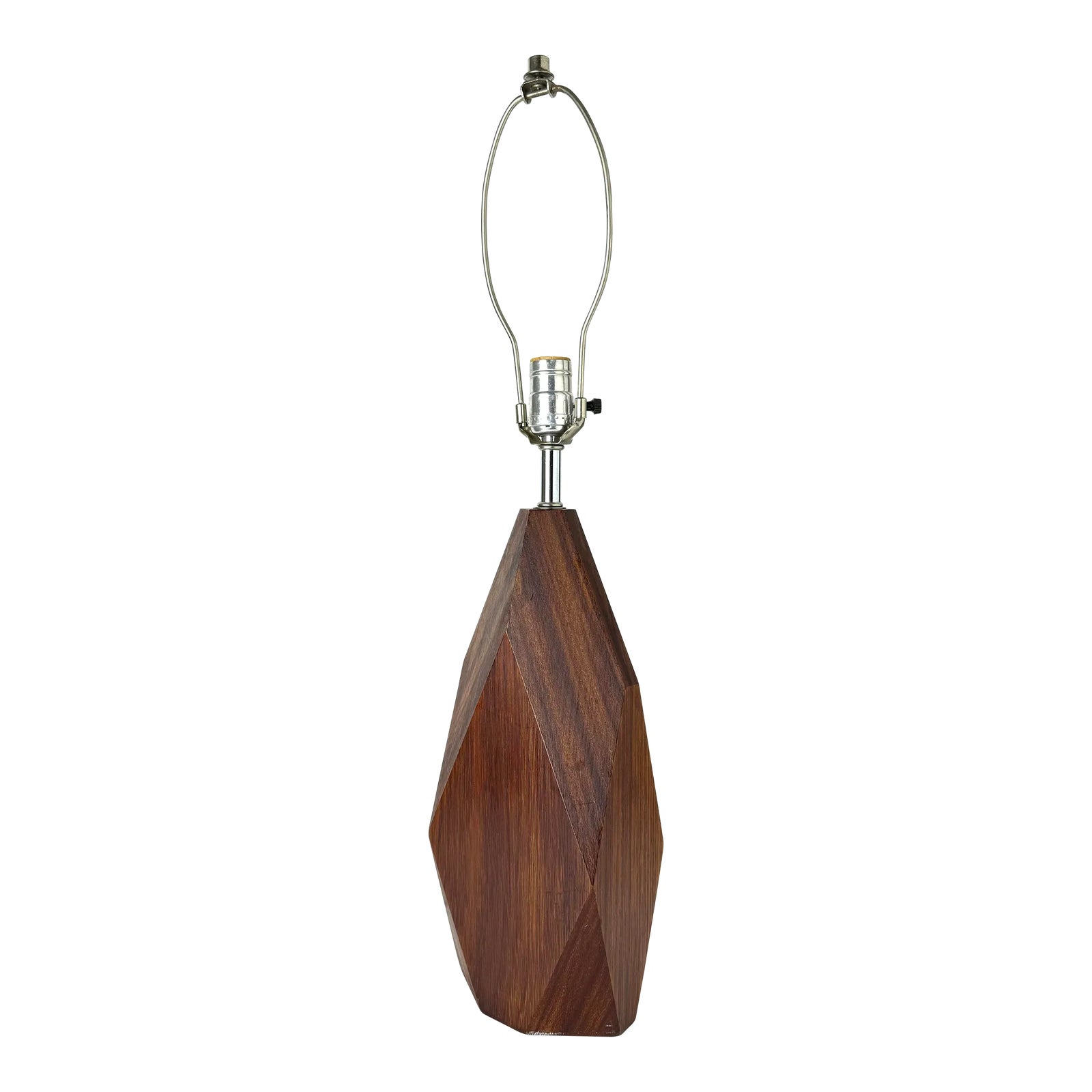 1970's Mid Century Modern Diamond Shaped Teak Table Lamp | Chairish
