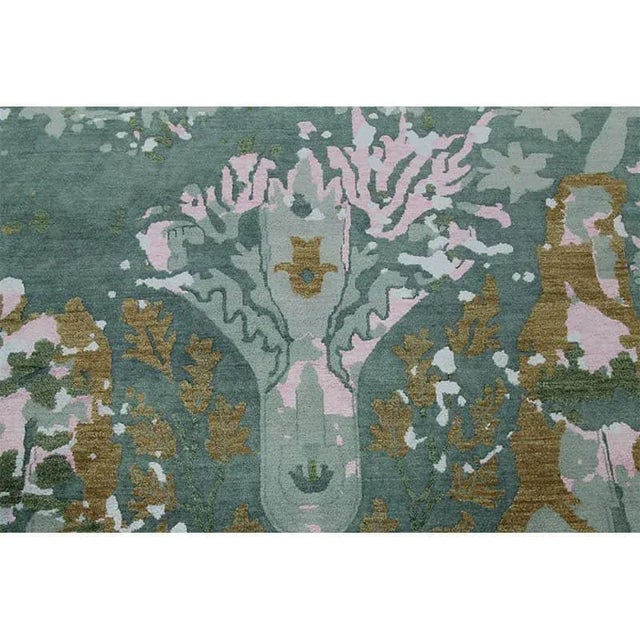 Handwoven Modern Ikat Green/Pink Area Rug 9'1" X 12'3" | Chairish