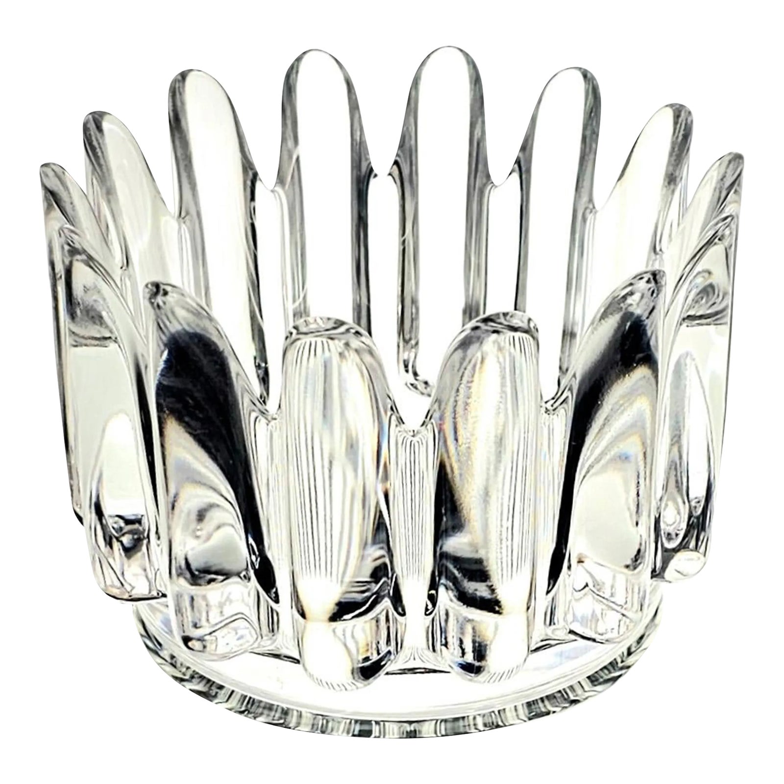 Swedish Orrefors Crystal Glass Corona Trinket Candy Dish | Chairish