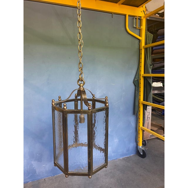 French Brass and Glass Octagonal Lantern | Chairish