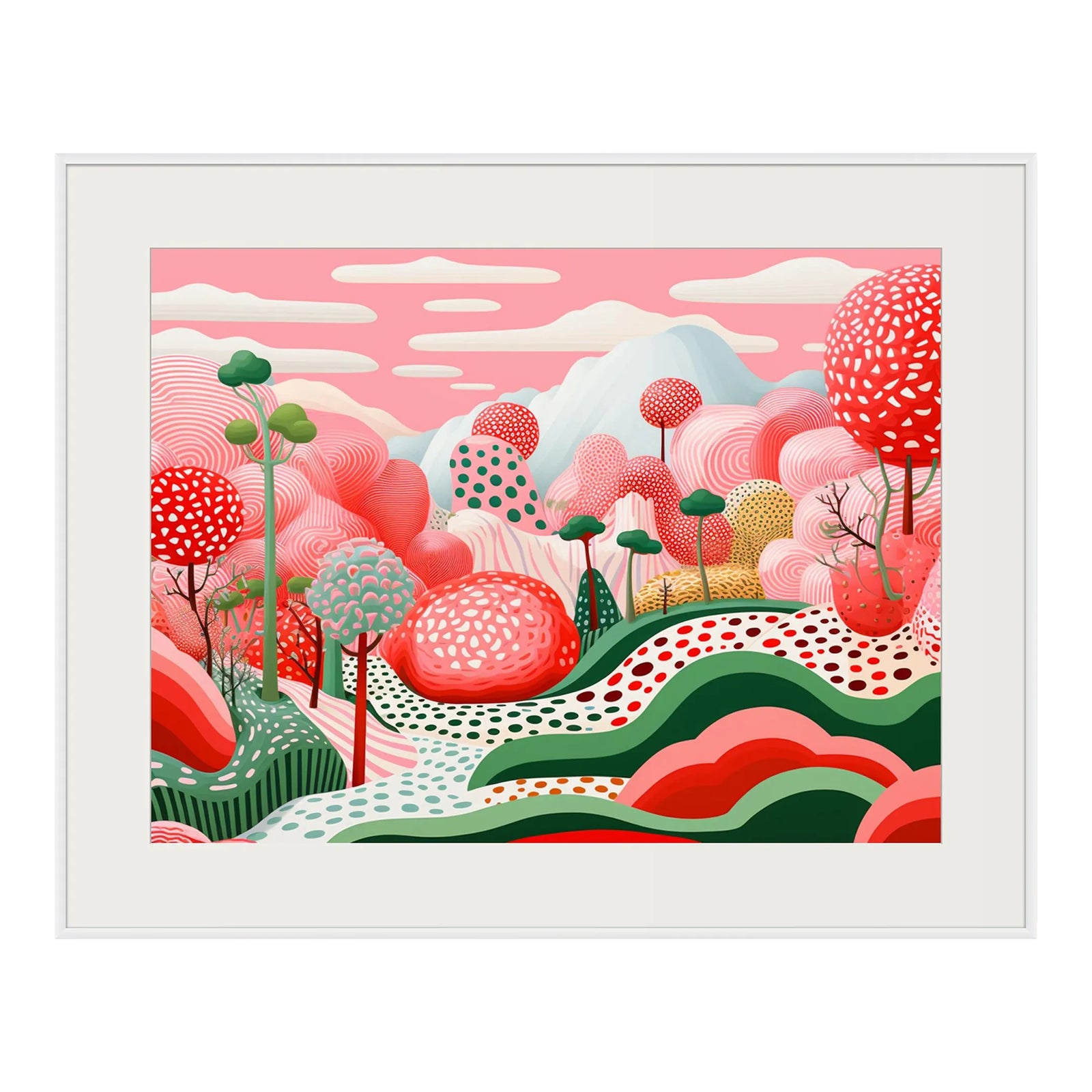 Contemporary 'Landscape' in the Style of Yayoi Kusama - Framed Limited ...