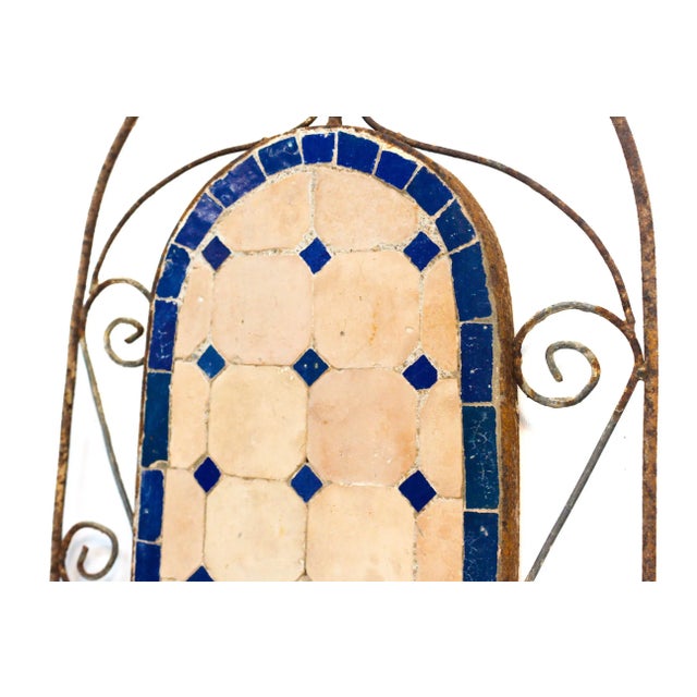 Terracotta Tile Wall Sconce With Candle Cup Blue Accents | Chairish