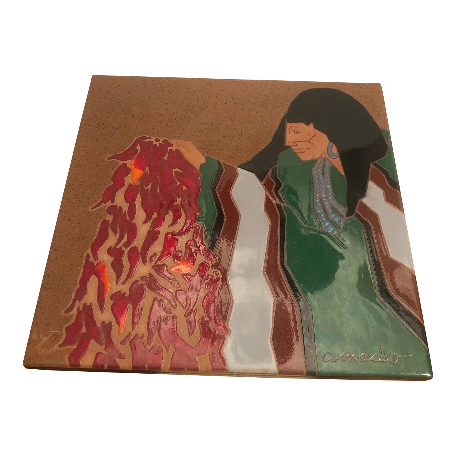 1980’s Amado Maurilio Peña Limited Edition Ceramic Art Tile | Chairish