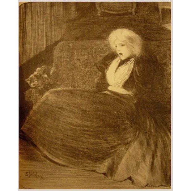 Chanson Frele 1890s Art Nouveau Illustration | Chairish