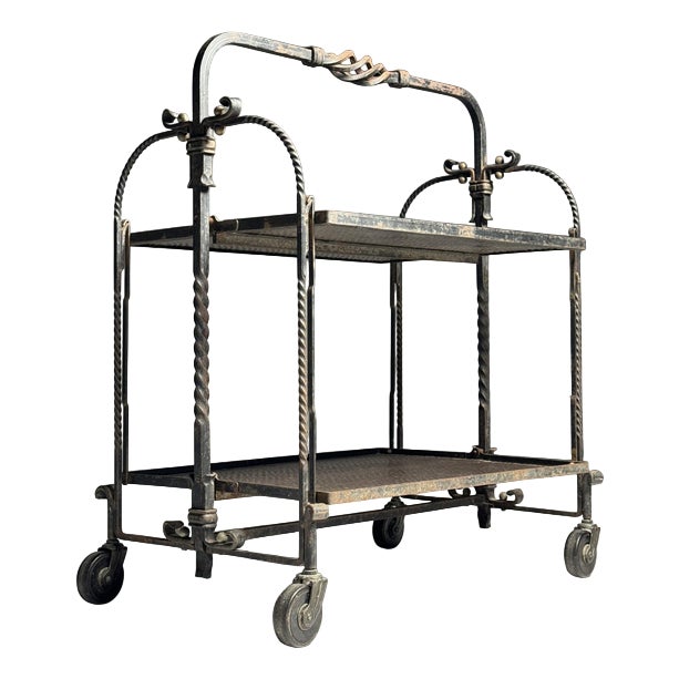 French Serving Trolley in Metal | Chairish