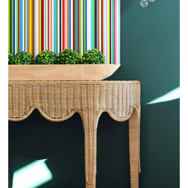 Matthew Izzo Home Scalloped Rattan Demi Lune Console | Chairish