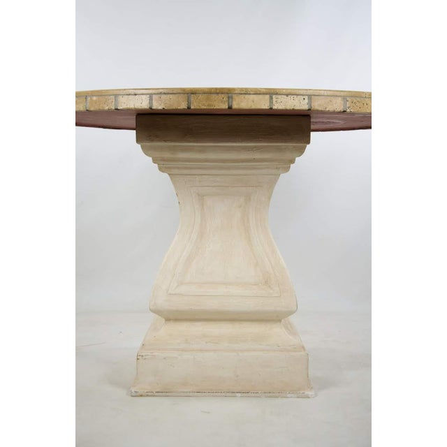 1990s Neoclassical Stone and Tile Composite Pedestal Center Table ...