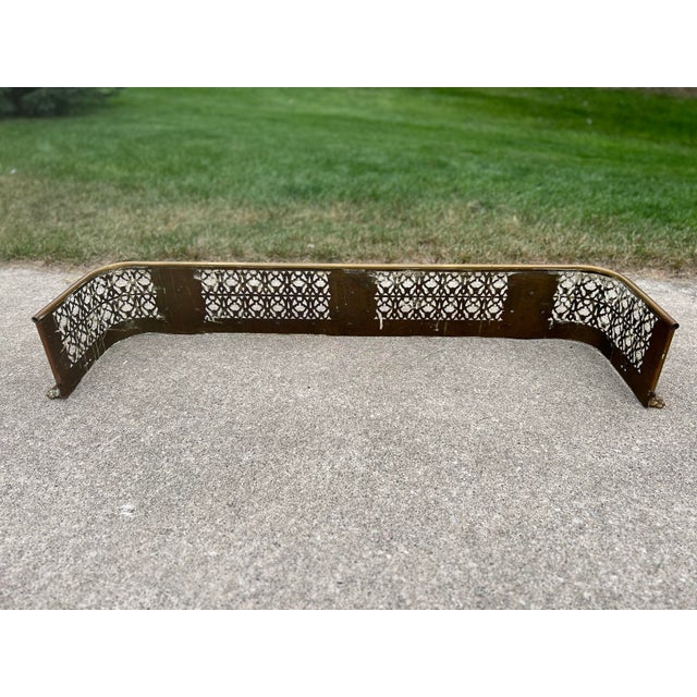 Antique Brass Fireplace Fender With Claw Feet and Tulip Flower ...