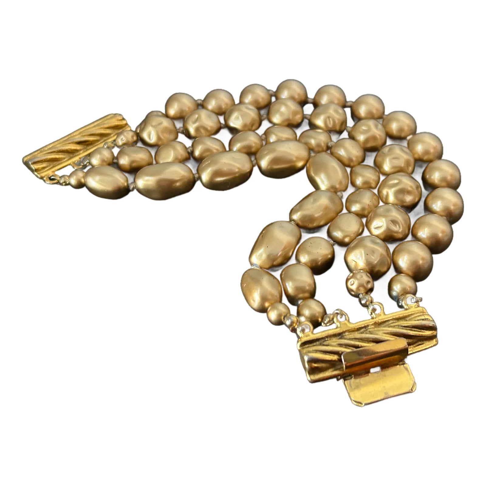 Vintage Carolee Multi-Strand Faux Baroque Pearl Bracelet – Gold-Tone ...