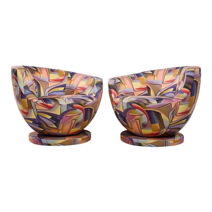 Vladimir Kagan for Directional Mid Century Corkscrew Swivel Chairs ...