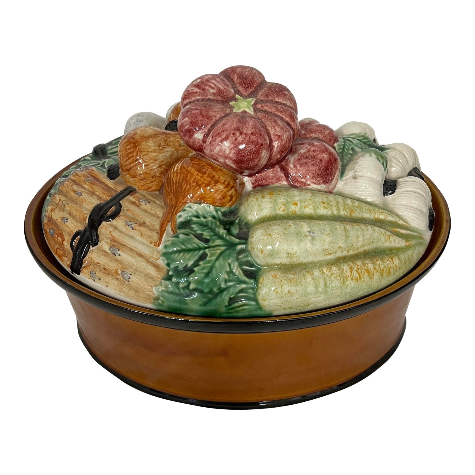 Rare Mid Century Secla Majolica Covered Garden Vegetable Topiary Tureen ...