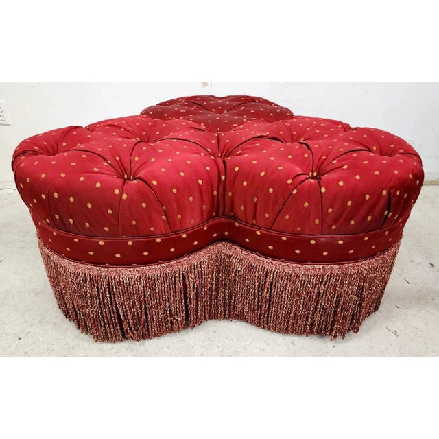 Clover Ottoman Pouf Tufted Hollywood Regency | Chairish