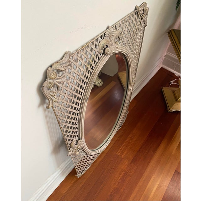Vintage Metal Mirror With French Rococo-Style Latticework and ...