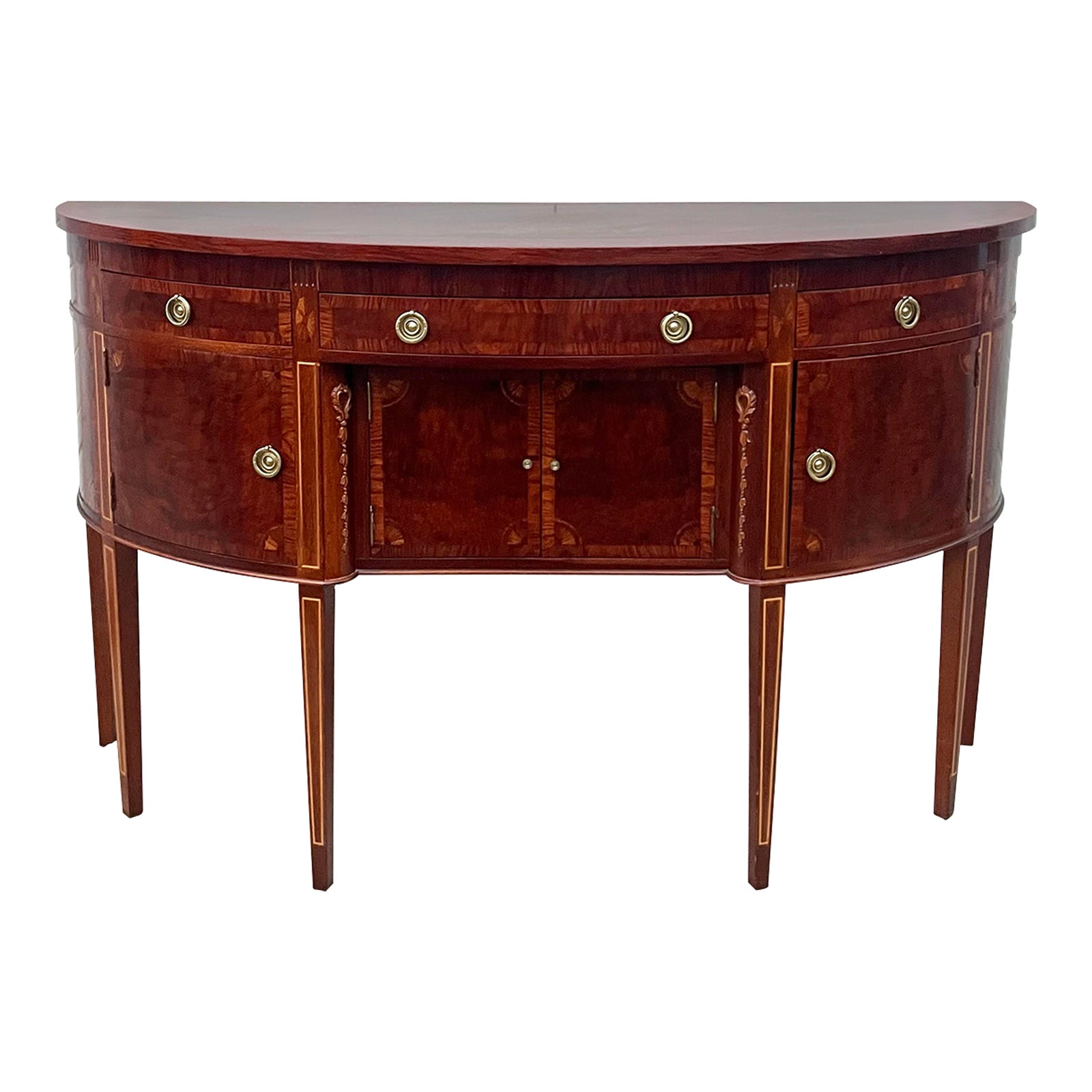 Vintage Inlaid Federal Style Demi Lune Sideboard | Chairish