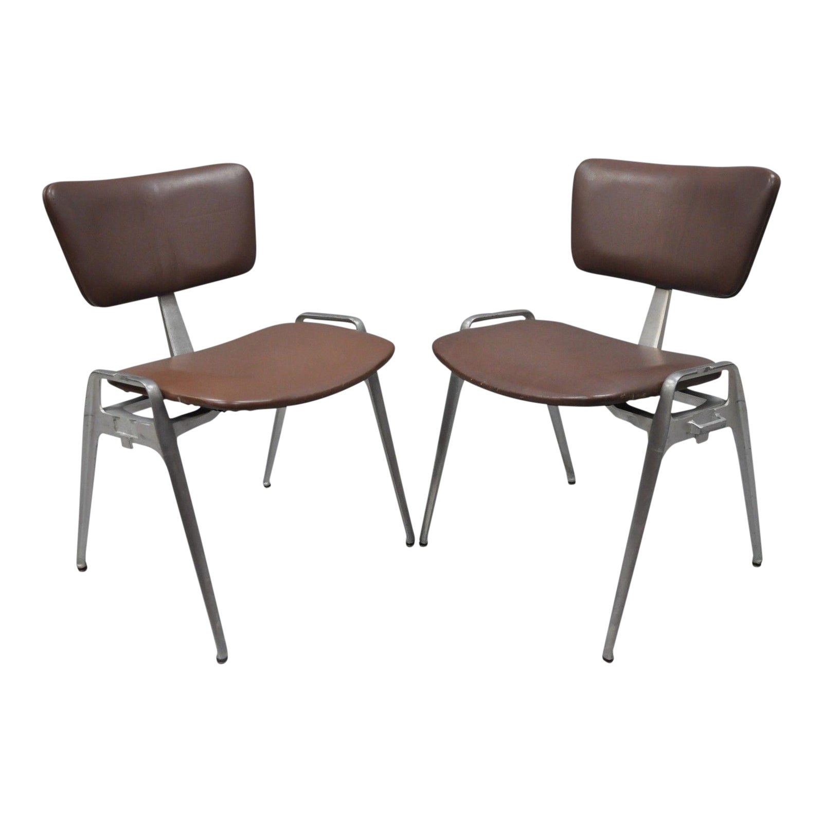 Vintage Cast Aluminium Stacking Side Chairs - A Pair | Chairish