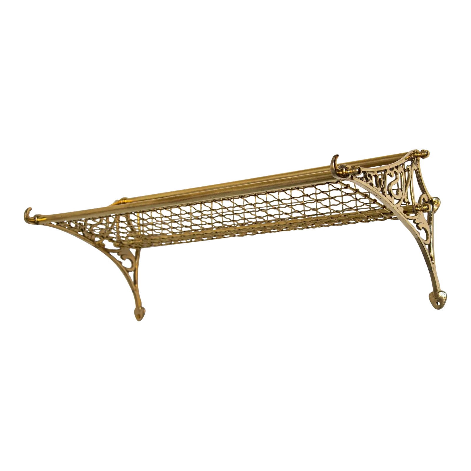 Art Nouveau Polished Brass New South Wales Railroad Train Luggage Rack ...
